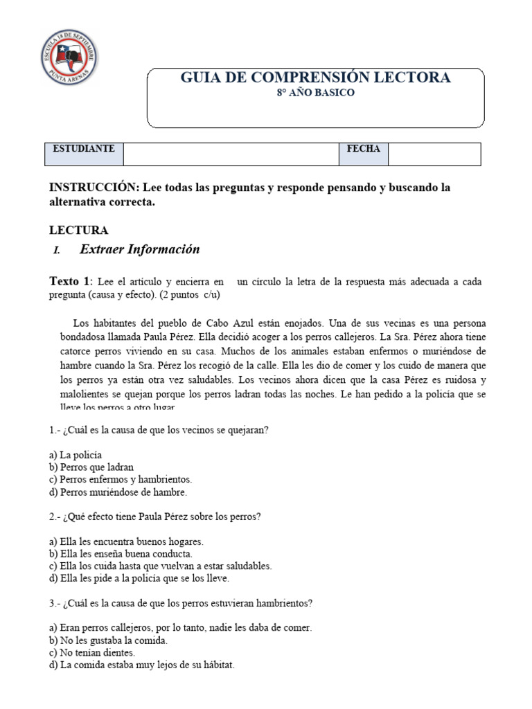 Guía Comprensión Lectora Octavo | PDF | Seda | Textiles