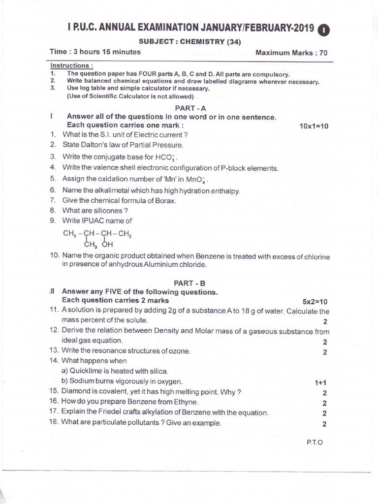 Chemistry 1st Puc | PDF