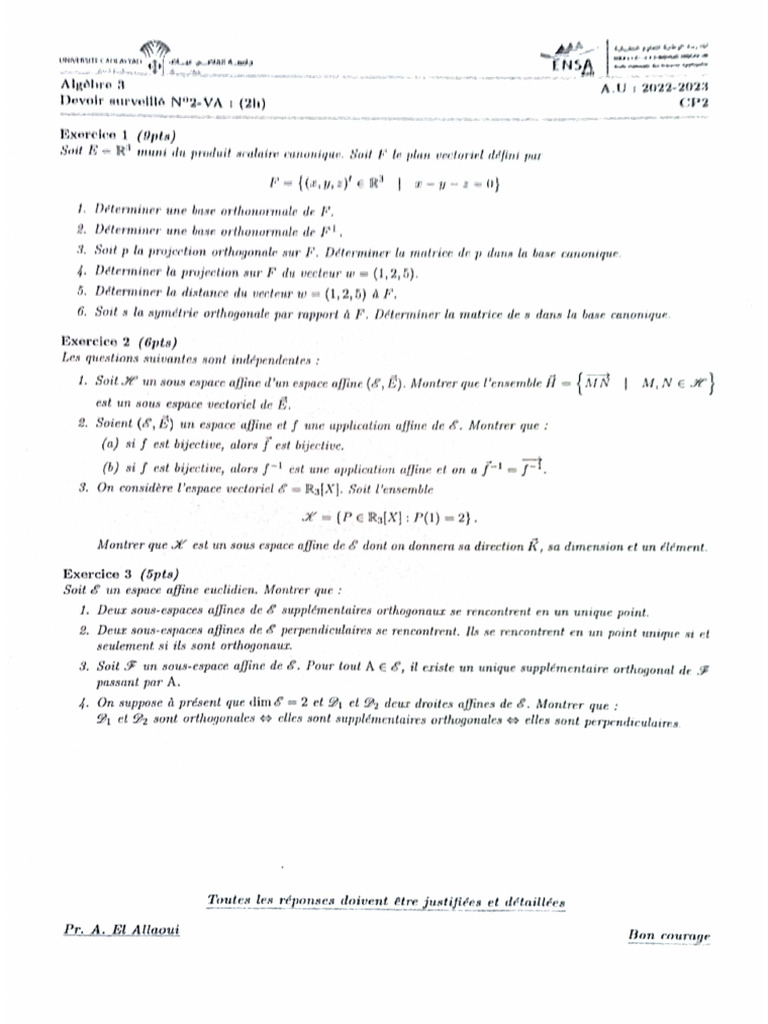 DS2 Algèbre 3 (Version A & B) 22-23 | PDF