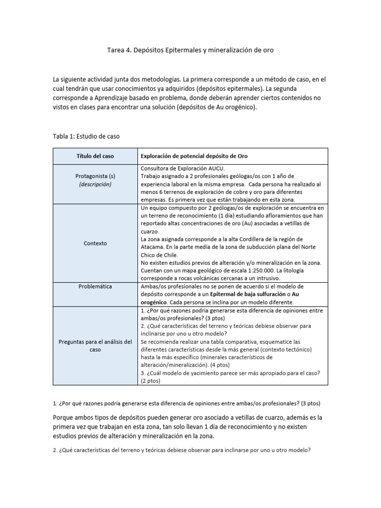 Tarea 4 Epitermales CP | PDF | Minerales | Calcita