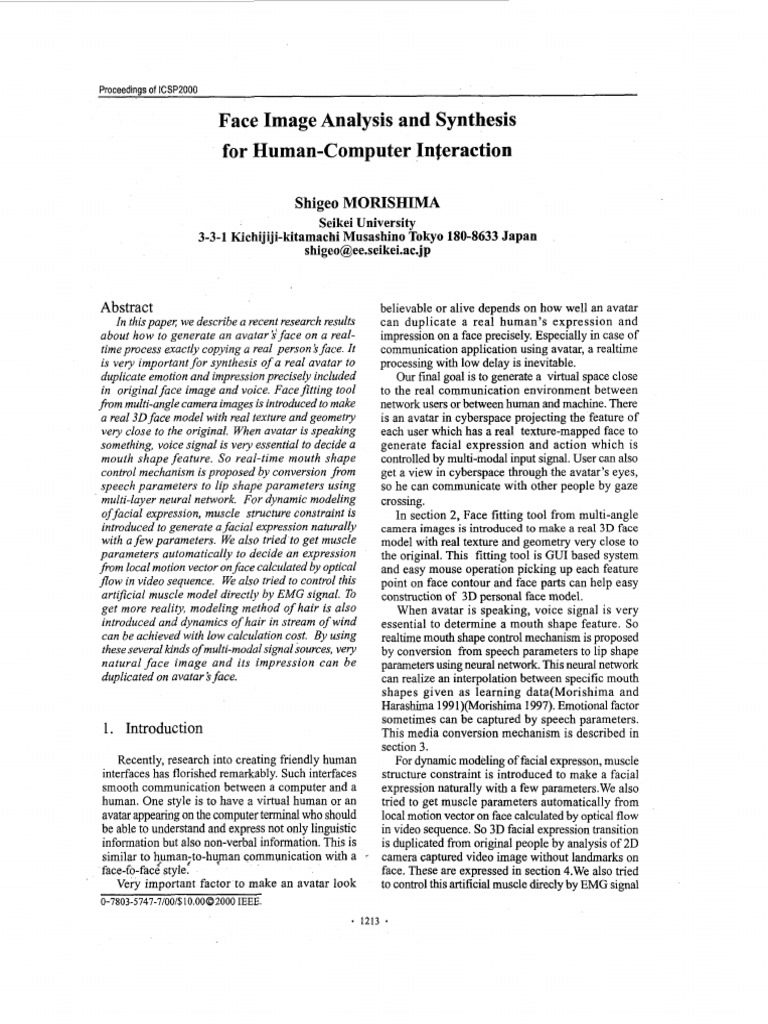 Face Image Analysis and Synthesis For Hu | Download Free PDF | 3 D Computer Graphics ...