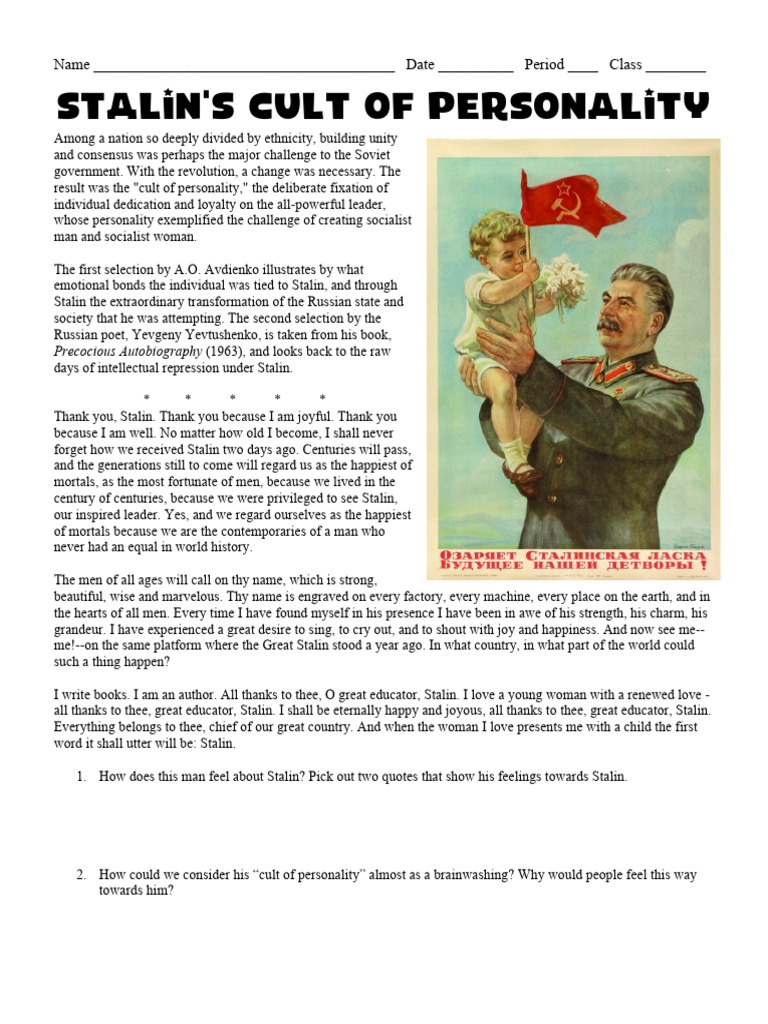 Stalins Cult of Personality | PDF | Joseph Stalin | Soviet Union