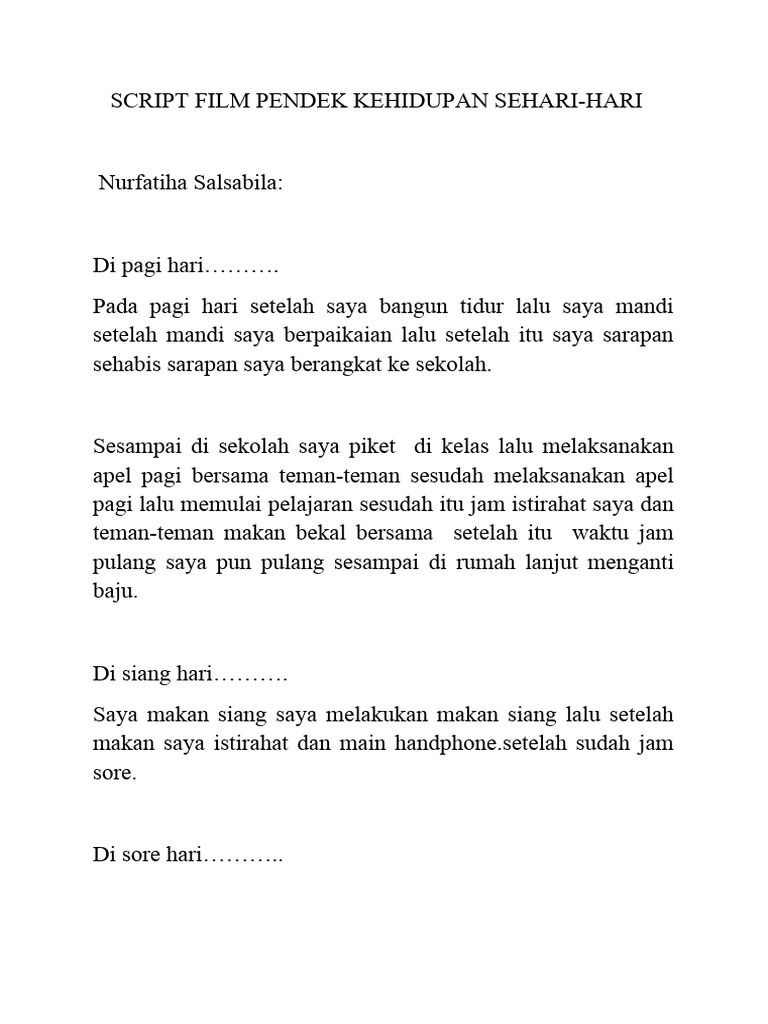 Script Film Pendek Kehidupan Sehari | PDF