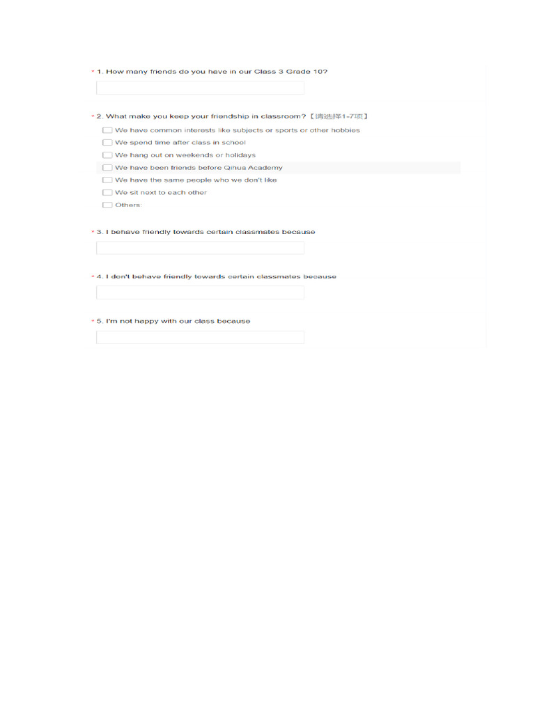 Class Survey on Friendship | PDF