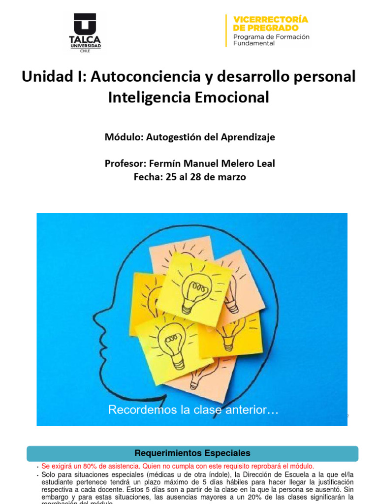 Clase 3 U 1 Inteligencia Emocional Pdf Inteligencia Emocional Las