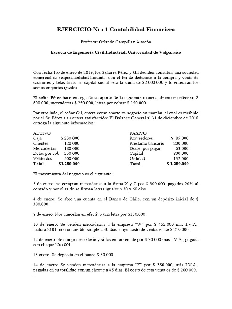 Ejercicio Nro 1 | PDF | Bancos | Cheque