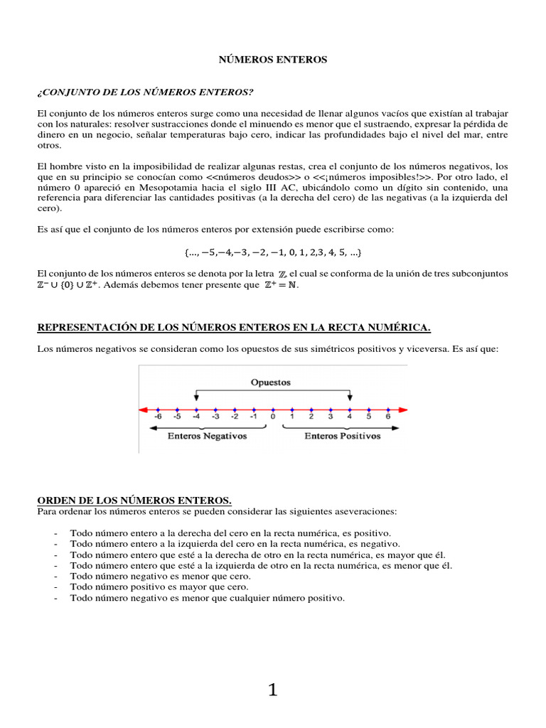 Introducción a los Números Enteros | PDF | Entero | División (Matemáticas)