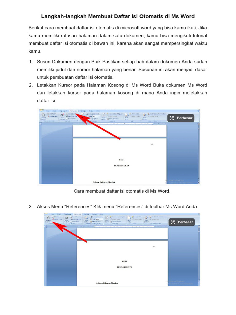 Langkah Langkah Membuat Daftar Isi Otomatis Di Ms Word Pdf