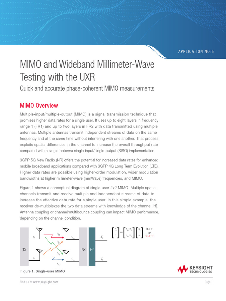 MIMO and Wideband Millimeter-Wave Testing With The UXR | PDF | Mimo ...