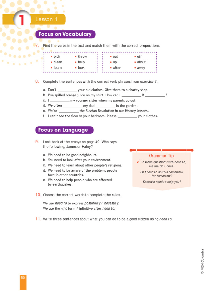 11 Student - Book Pages 50 y 51 | PDF | Linguistics | Grammar