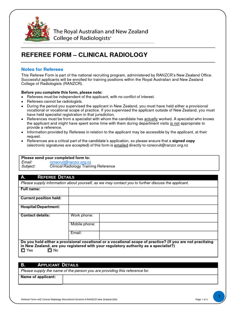 2024 Clinical Radiology Referee Form | Download Free PDF | Radiology ...