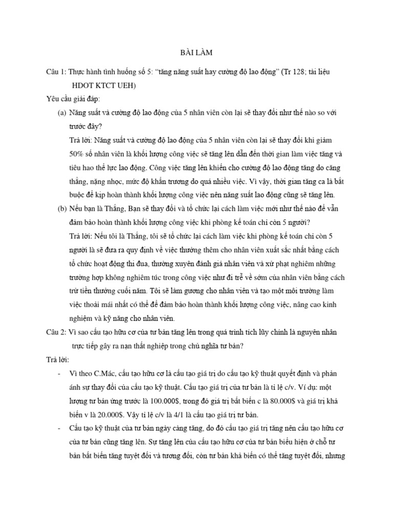 TỰ LUẬN KTCT | PDF