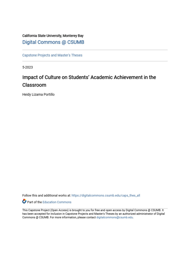 Impact of Culture On Students Academic Achievement in The Classr | PDF ...