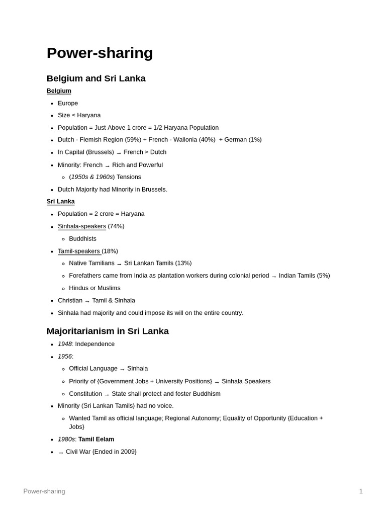 Power Sharing | PDF | Sri Lanka | Belgium