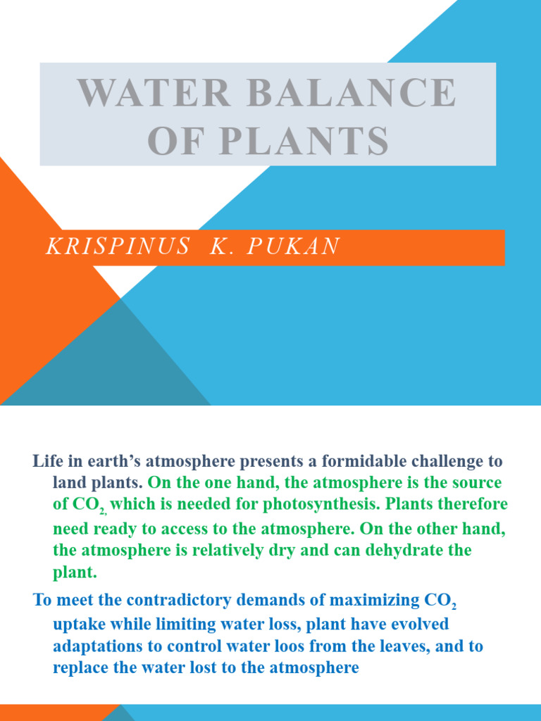 WATER BALANCE OF PLANT | PDF | Soil | Branches Of Botany