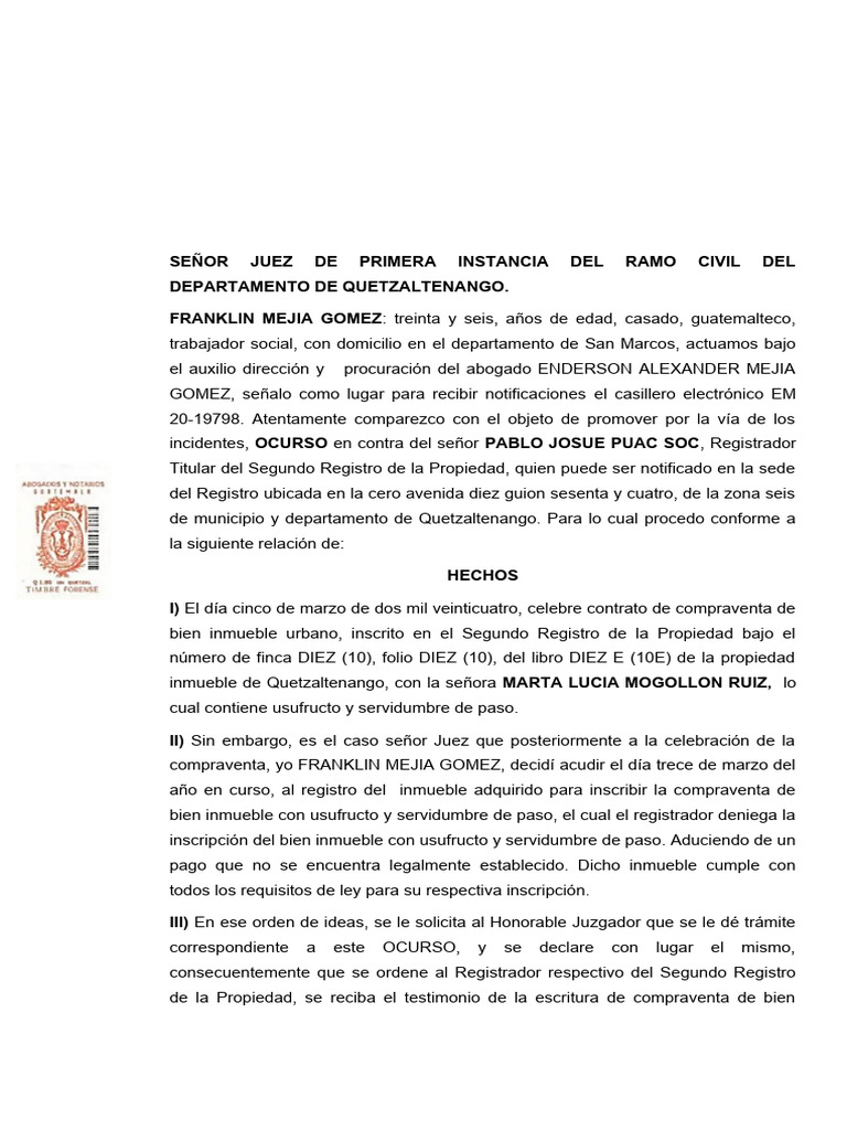 OCURSO Al Registro de La Propiedad | PDF | Propiedad | Juez
