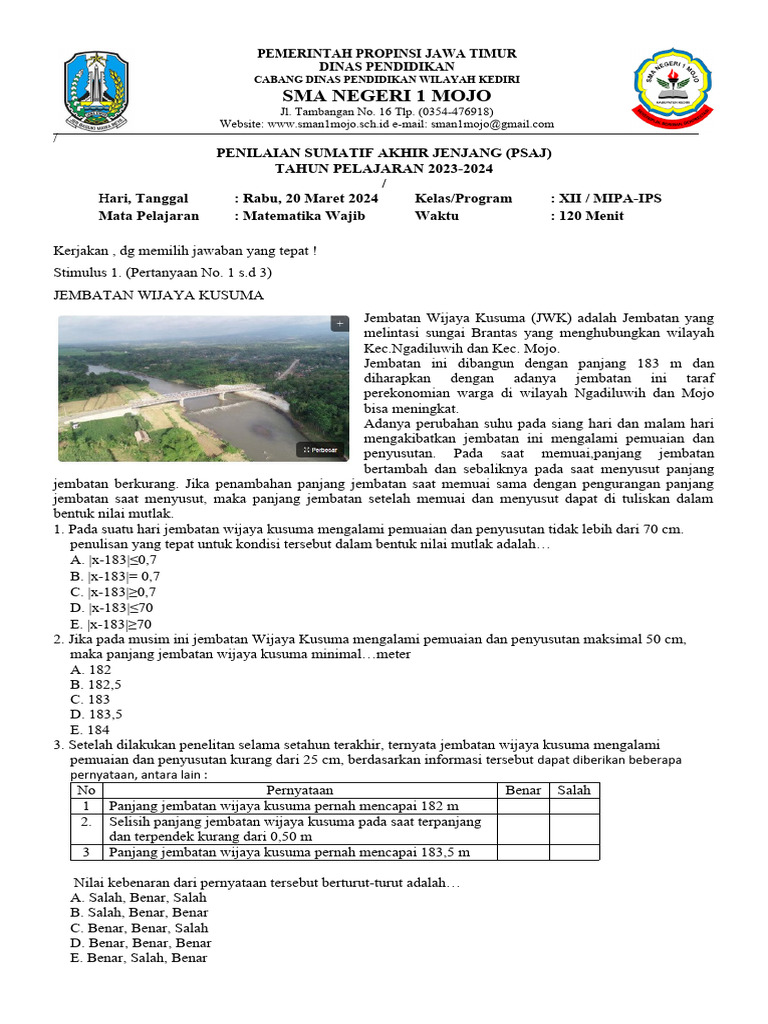 Soal Psaj 2023-2024 FIX | PDF