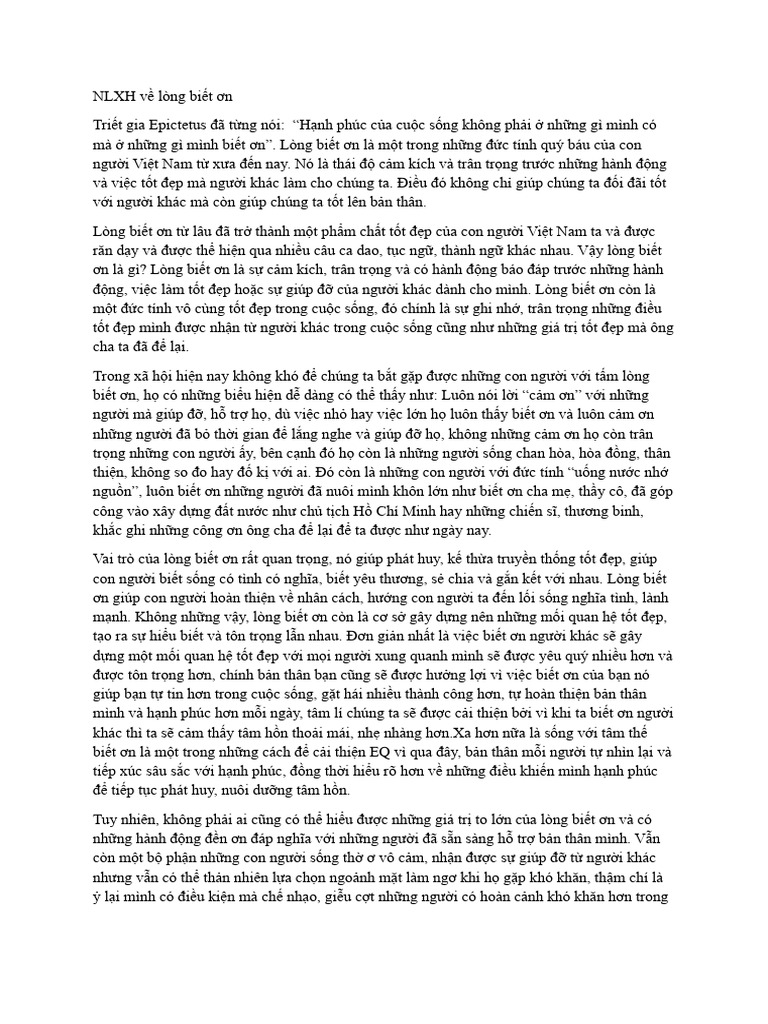 Tổ 4 NLXH về lòng biết ơn | PDF