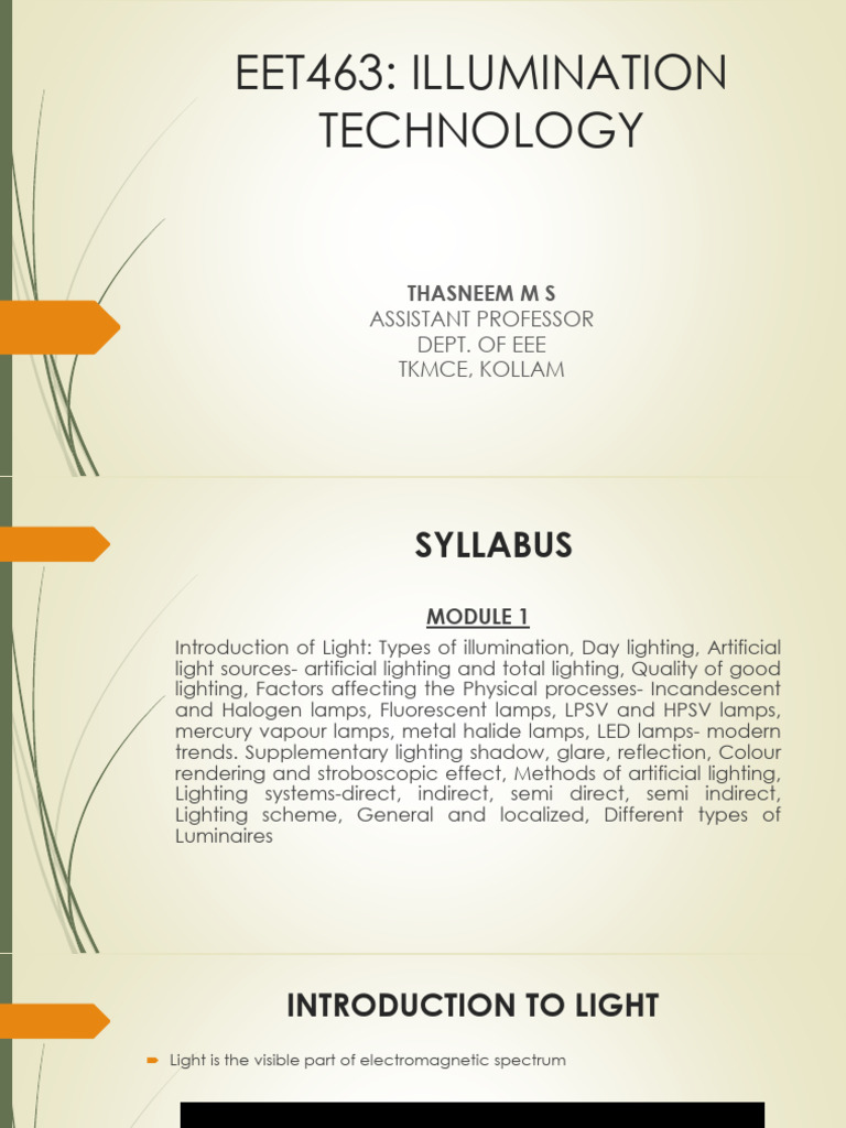 Illumination Technology Overview | PDF | Lighting | Light