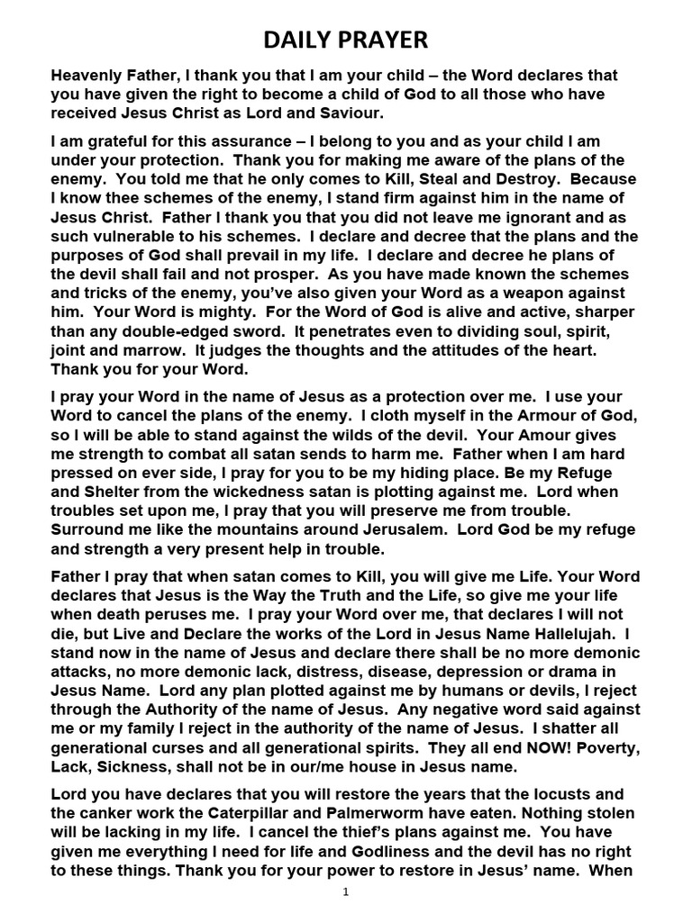 DAILY PRAYER | PDF | Jesus | Devil