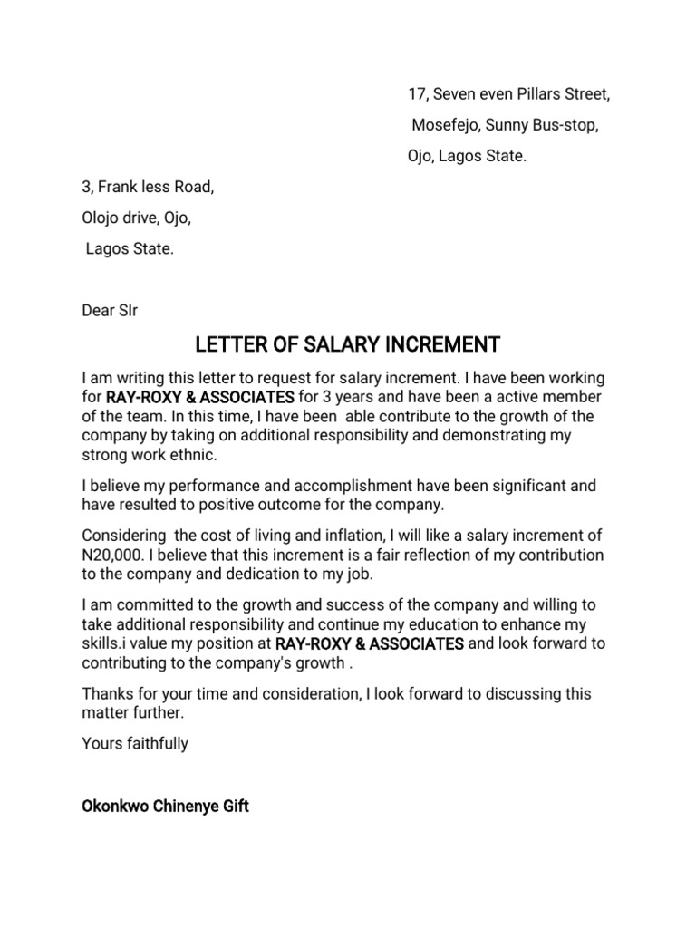 Salary Increment Request Letter | PDF