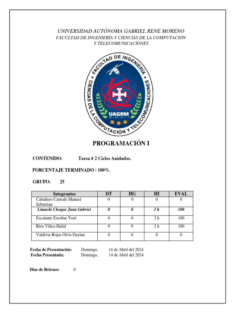 Tarea #2 Ciclos Anidados | PDF