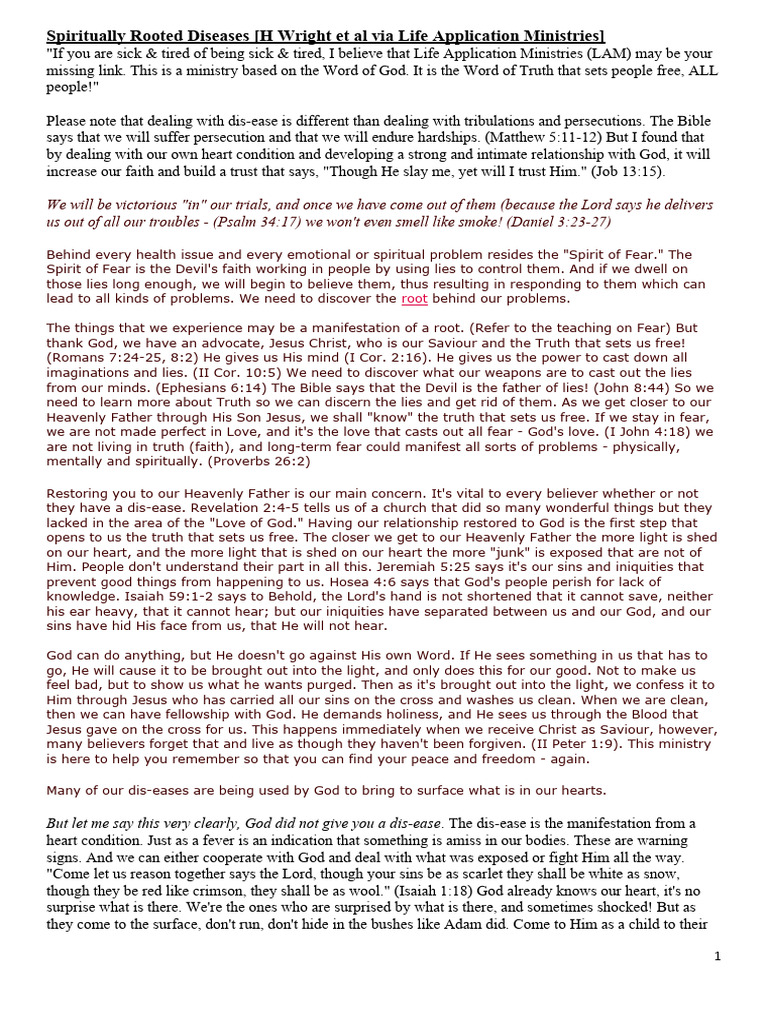 Spiritually Rooted Diseases | PDF | Cancer | Anxiety Disorder
