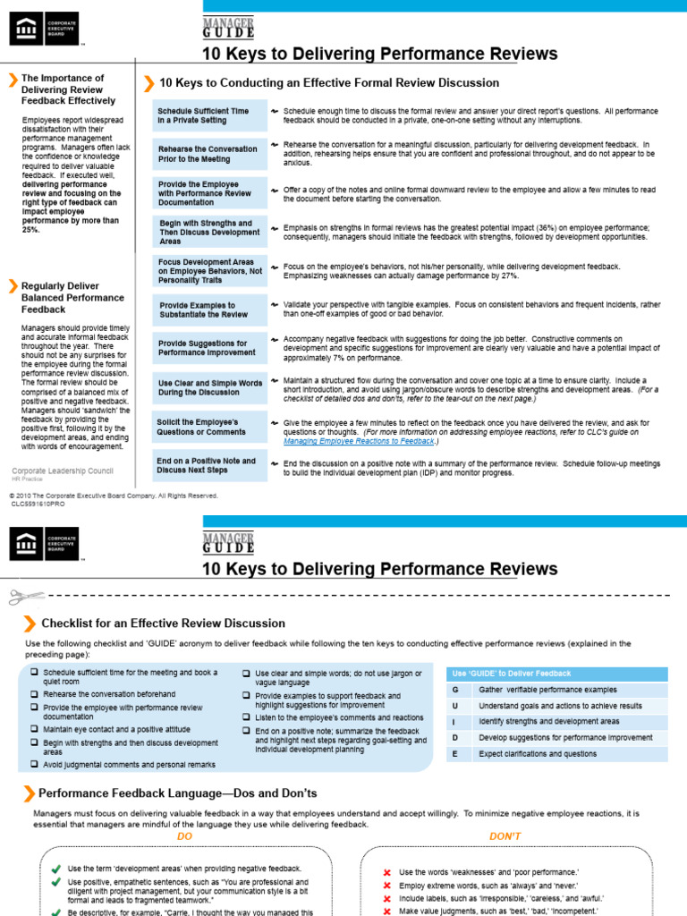 10 Keys To Delivering Performance Reviews | Download Free PDF ...