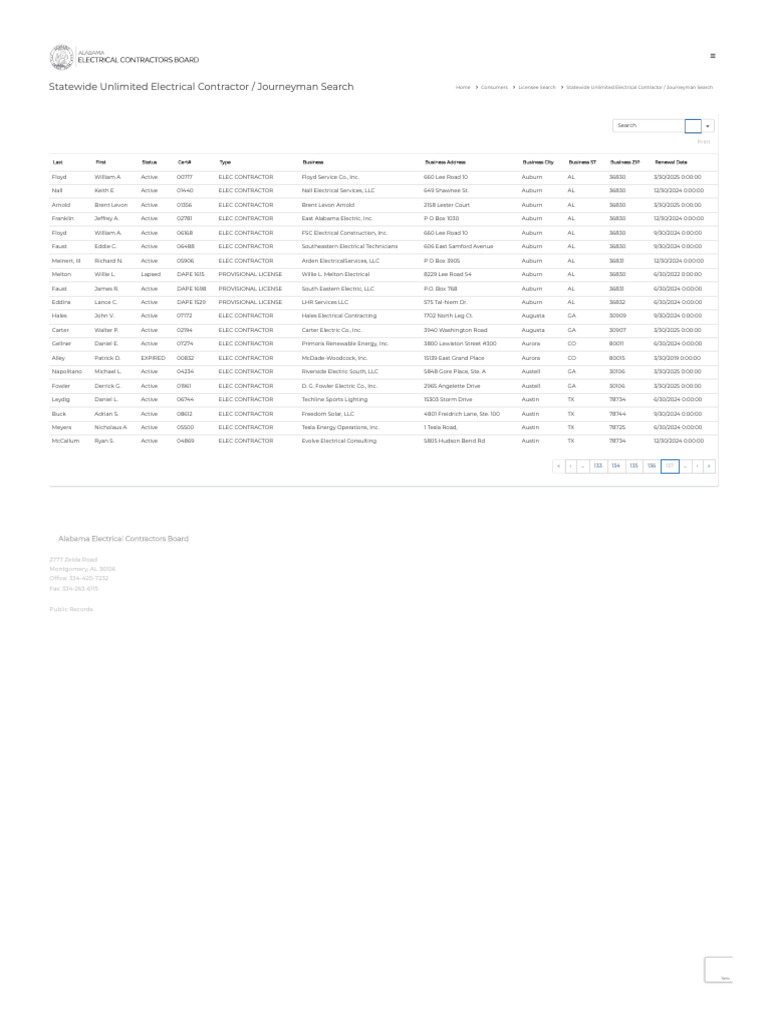 Alabama Electrical Contractor Search | PDF