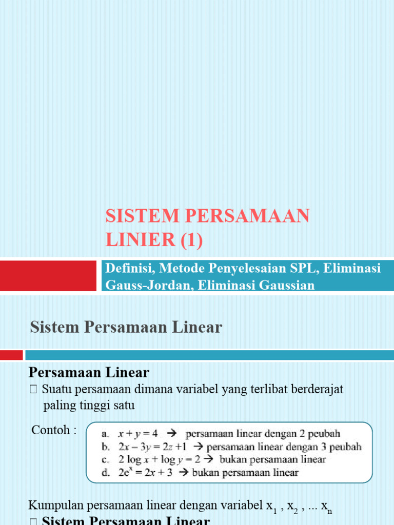 Sistem Persamaan Linear | PDF