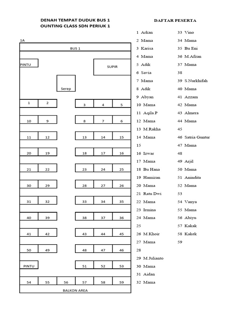 Denah Bus 2024 | PDF