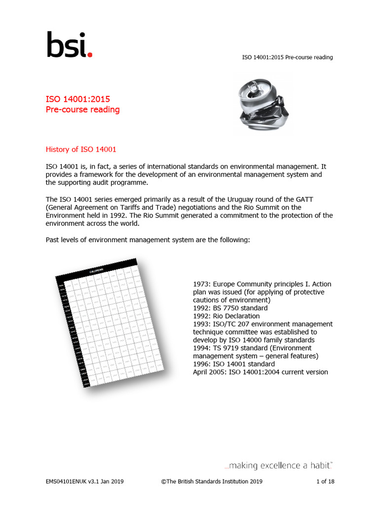 BSI Pre Course Reading EMS04101ENGX en UK | PDF | Life Cycle Assessment ...