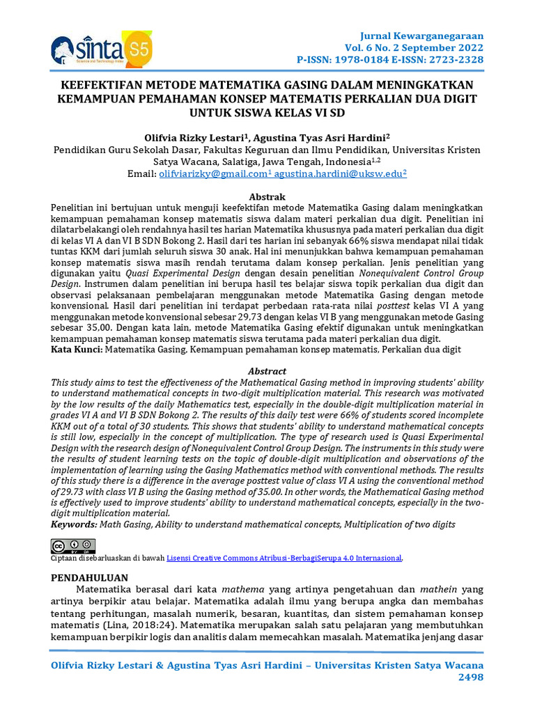 Keefektifan Metode Matematika Gasing Dalam Meningkatkan Kemampuan ...