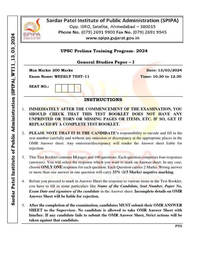 SPIPA practice paper | PDF | Meteoroid | Inflation