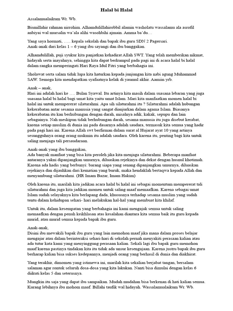Materi Halal Bi Halal 2024 | PDF