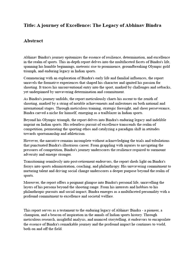 Report On Abhinav Bindra PDF | PDF | Philanthropy | Health Care