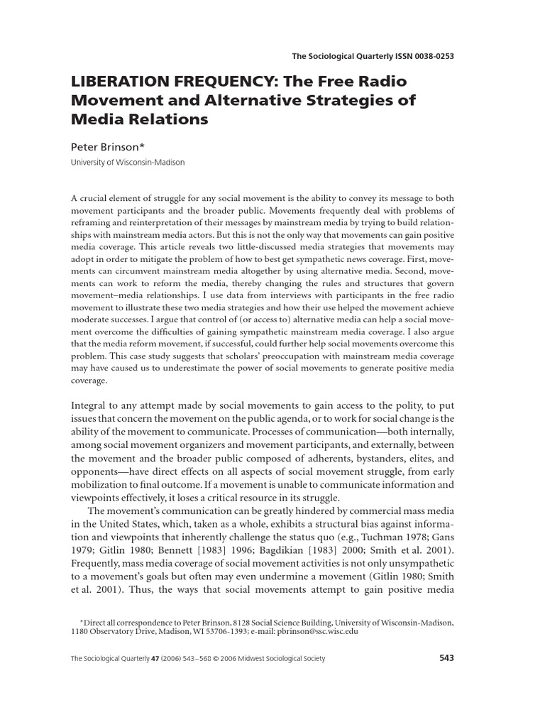 LIBERATION FREQUENCY The Free Radio Move | PDF | Social Movements ...
