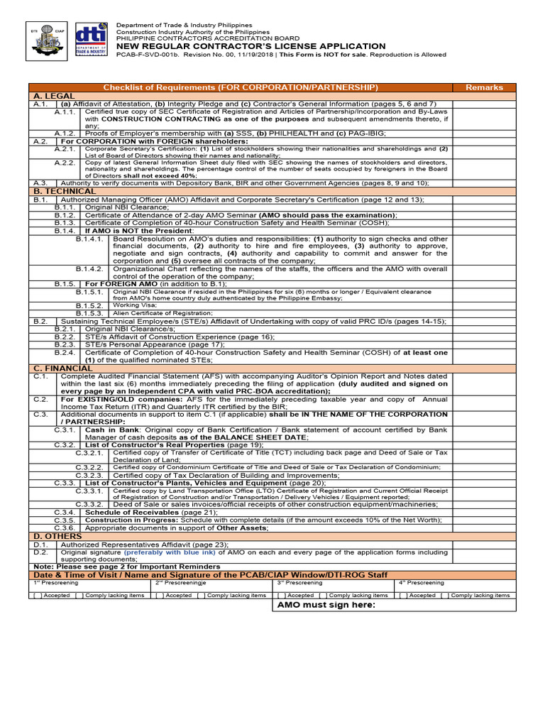 PCAB Contractor License Application Guide | PDF | Business