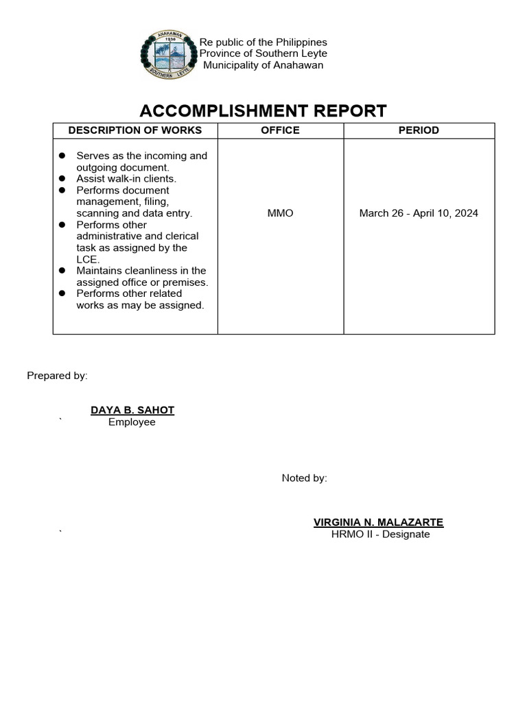 Accomplishment Report: Utility Workers | PDF | Plumbing | Hydraulic ...