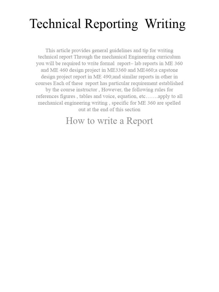 Technical Reporting Examples