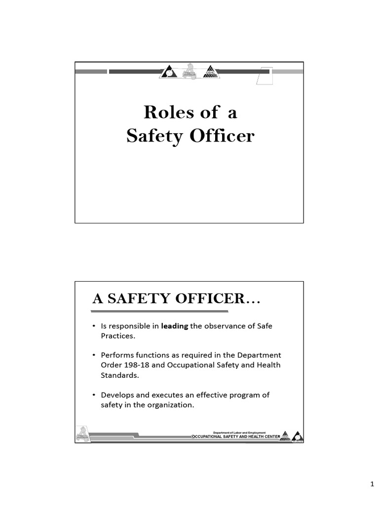 Safety Officer Roles and Responsibilities | PDF | Safety | Occupational ...
