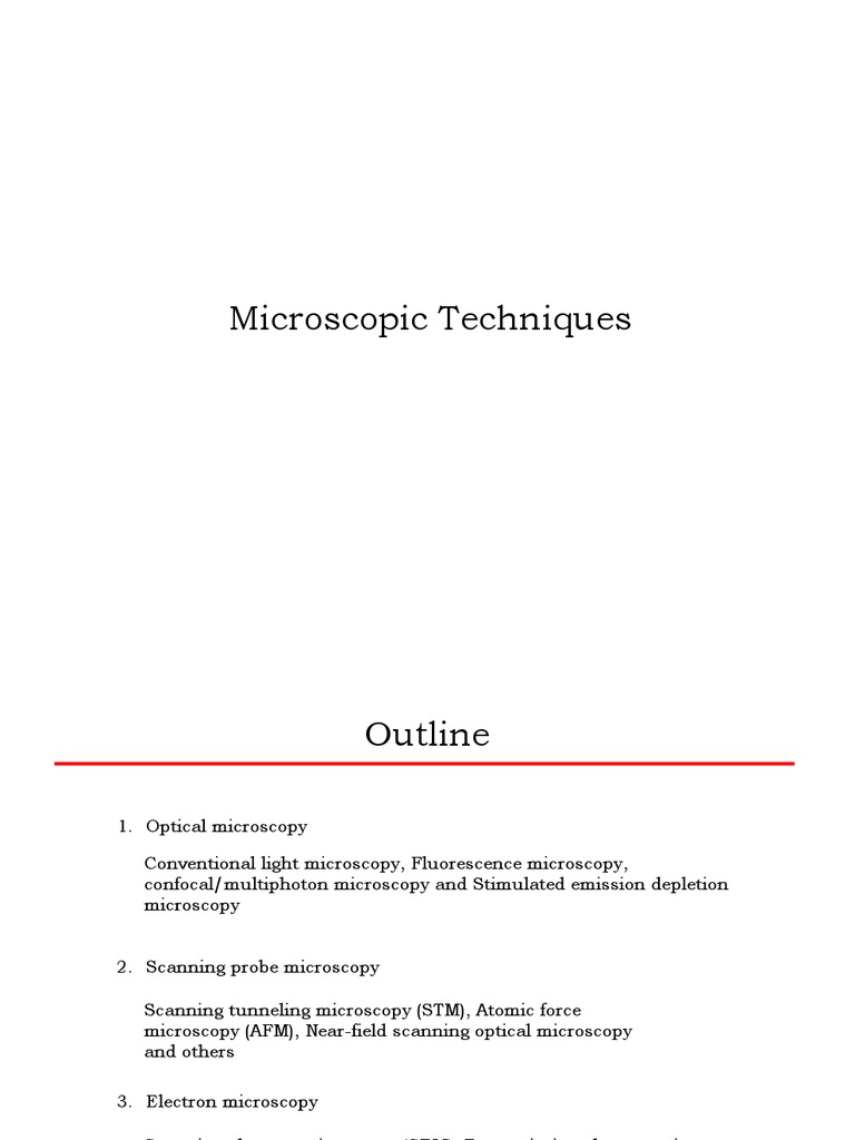 Microscopic Techniques | PDF | Microscopy | Transmission Electron Microscopy