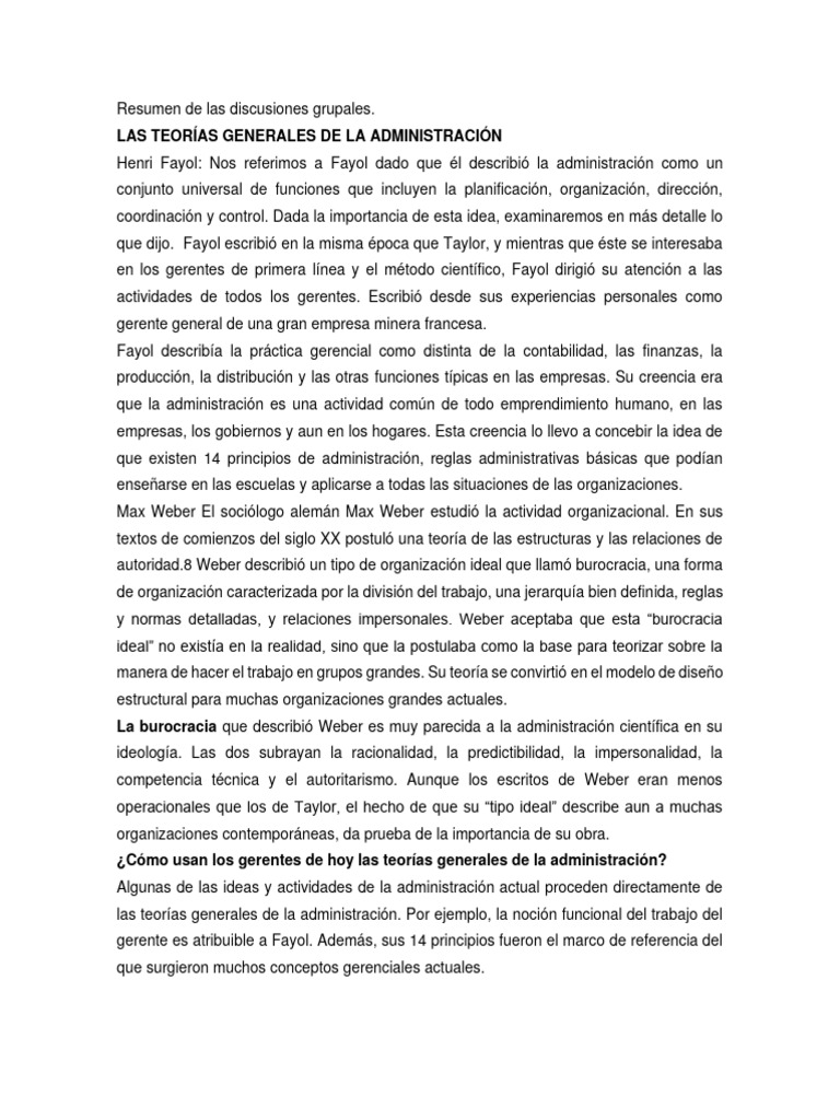 Resumen de Las Discusiones Grupales | PDF | Burocracia | Lingüística