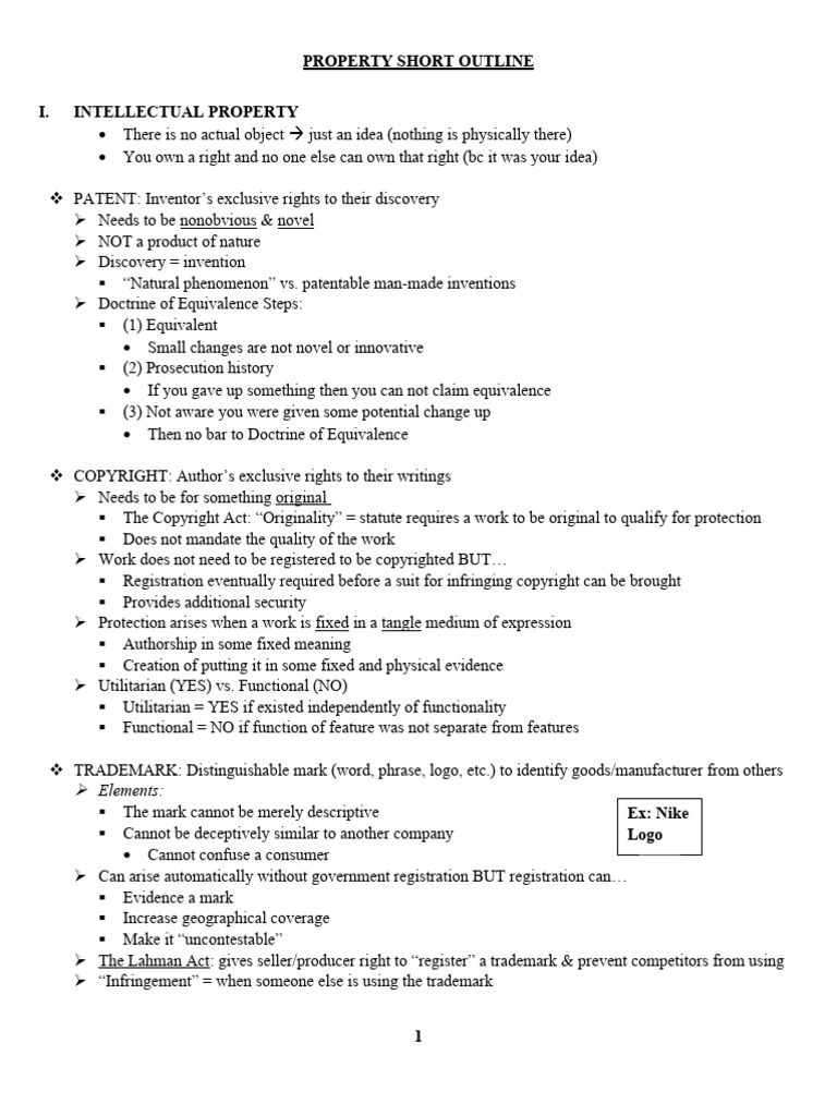 Property Short Outline | PDF | Mortgages | Concurrent Estate