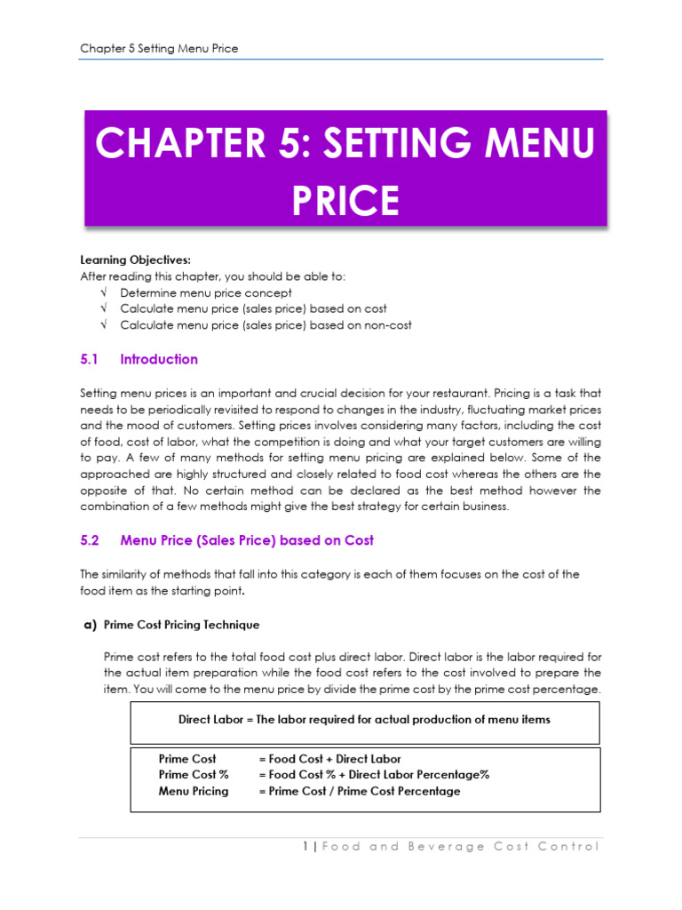 Menu Pricing Strategies Explained | PDF | Economic Surplus | Prices