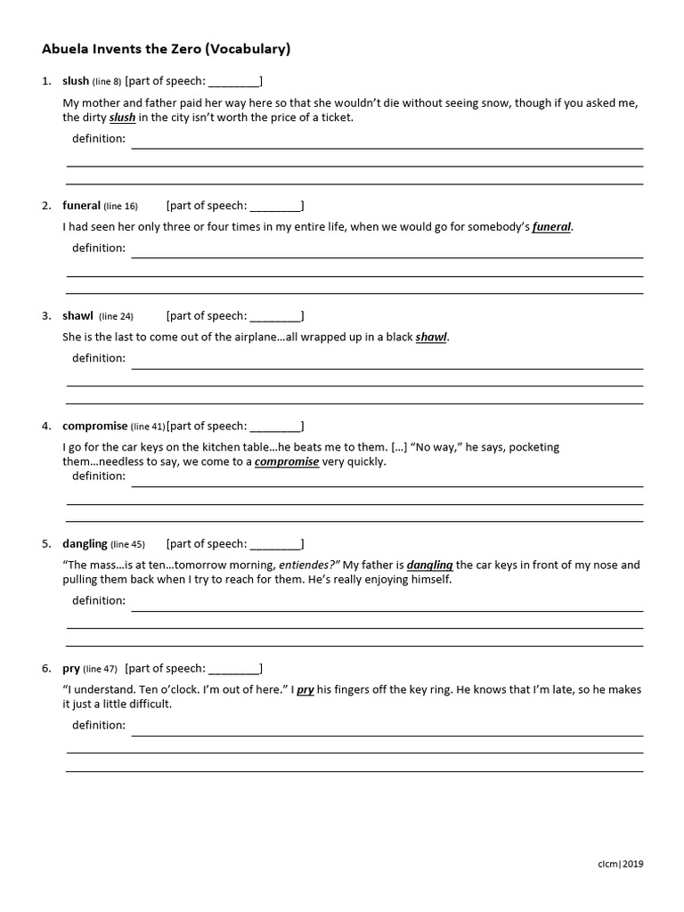 Abuela Invents The Zero Vocabulary | PDF