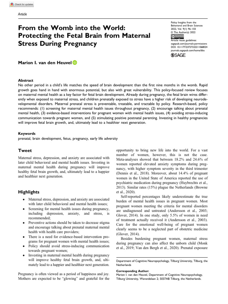 Van Den Heuvel 2022 From The Womb Into The World Protecting The Fetal ...