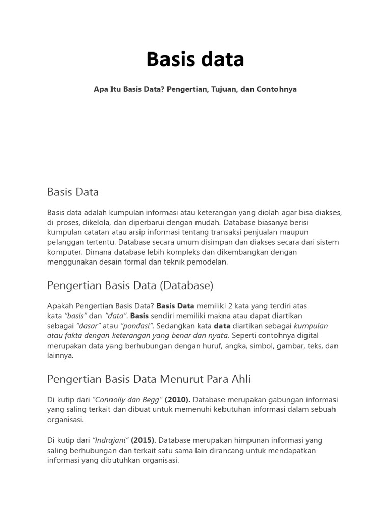 Basis Data | PDF | Bisnis | Teknologi & Rekayasa
