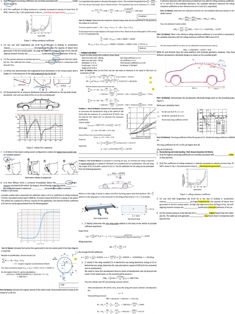 Test 1 CheatSheet Vehicles 2.0 | PDF