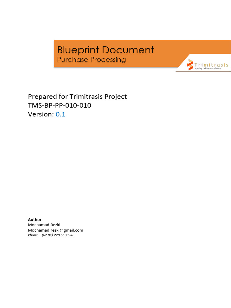 Trimitrasis Purchase Processing Blueprint | PDF | Information ...